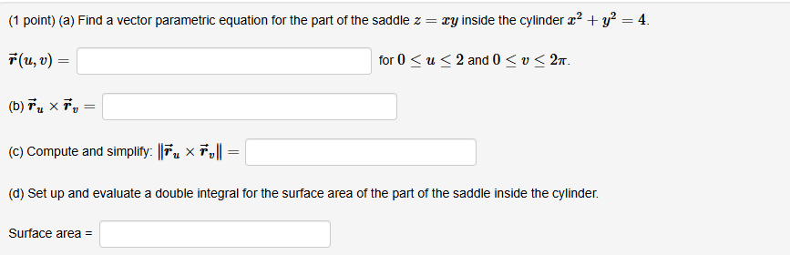 Solved by an EXPERT (1 ﻿point) (a) ﻿Find a vector parametric equation for | Chegg.com