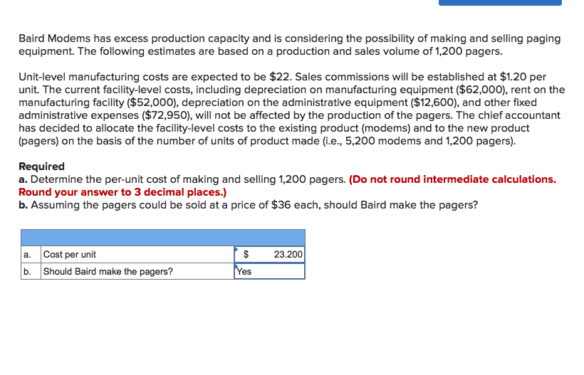 Solved Baird Modems has excess production capacity and is | Chegg.com
