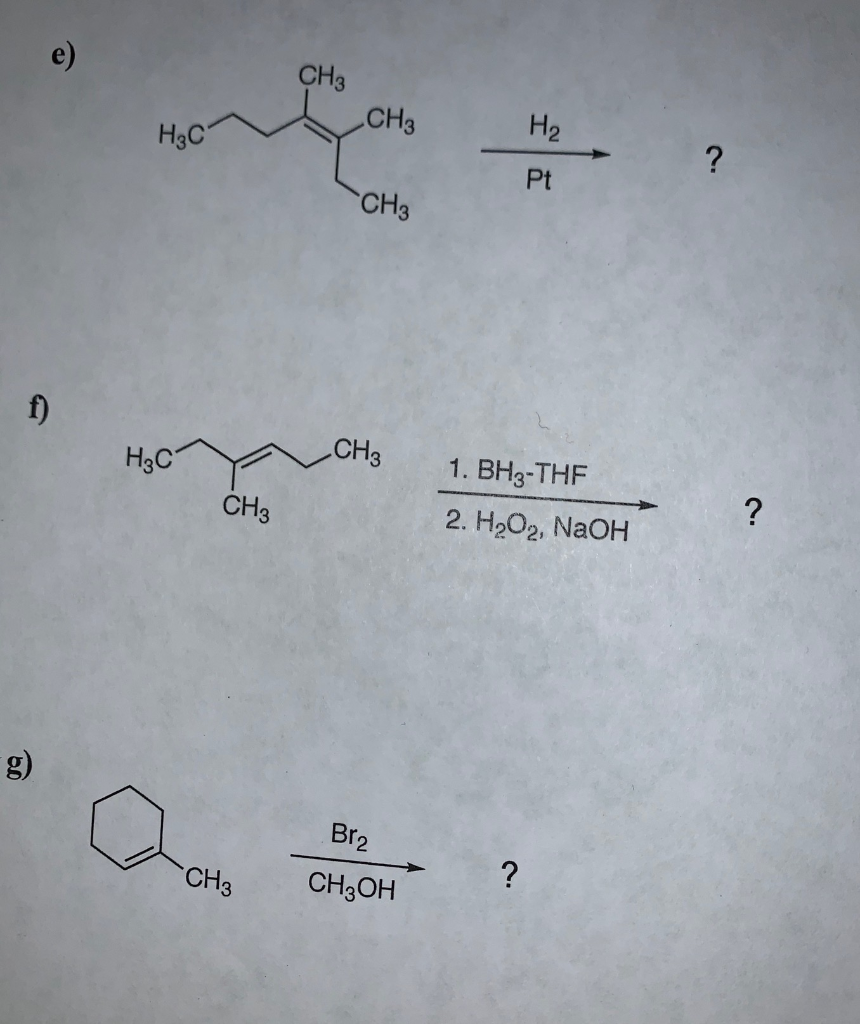 Solved CH₃ HC ) H₃CX CH₂ CH₃ 1. BH3-THE 2. H2O2, NaOH Brz | Chegg.com