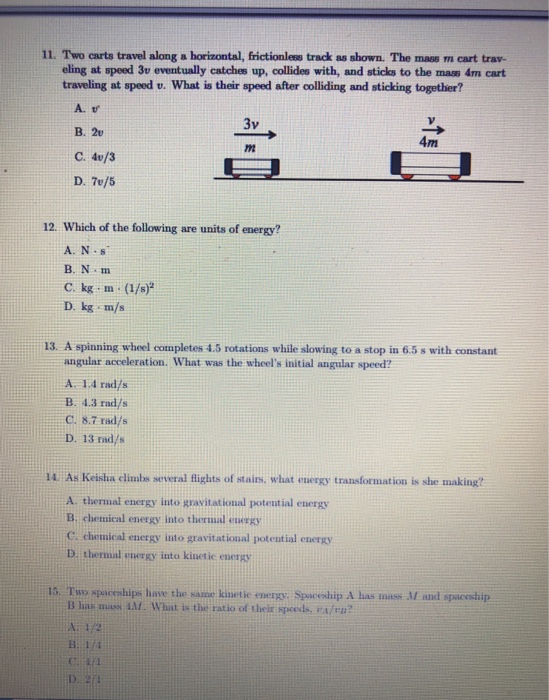Solved 11. Two carts travel along a horizontal, frictionless | Chegg.com