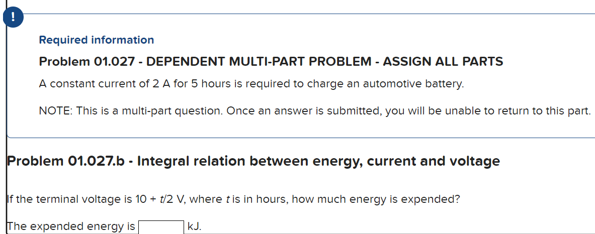 Solved Required information Problem 01.027 - DEPENDENT | Chegg.com