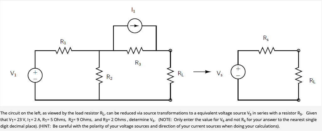 Solved RS R1 R3 Vi RL R2 RL The circuit on the left, as | Chegg.com