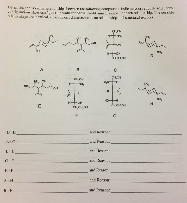 Solved Determine the isomeric relationships between the | Chegg.com