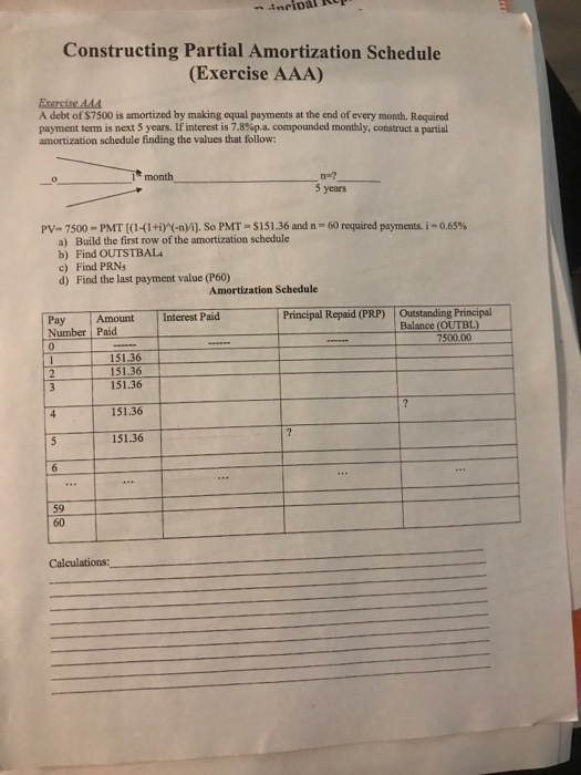 Solved Constructing Partial Amortization Schedule (Exercise | Chegg.com