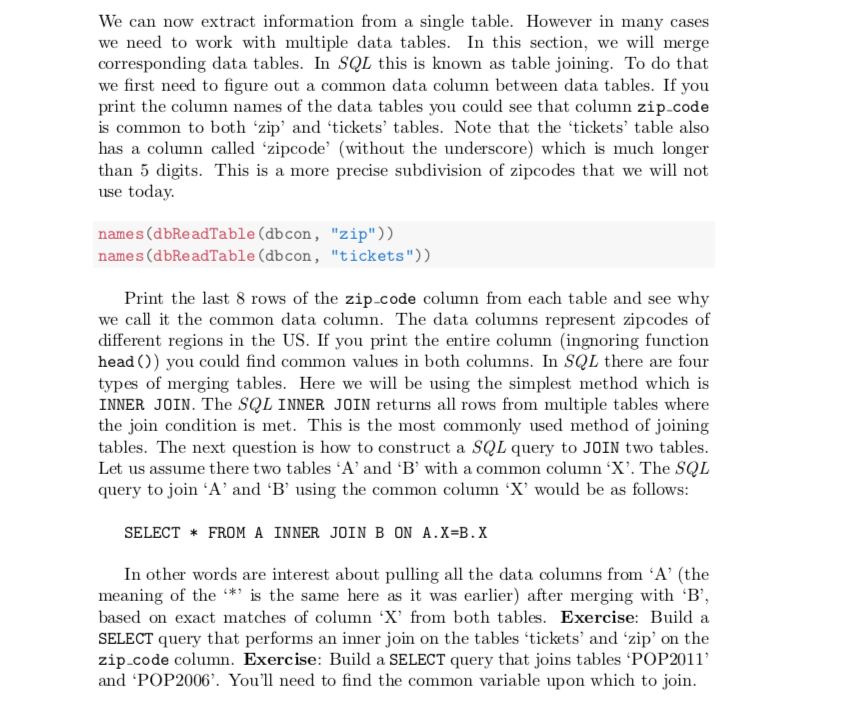 Solved We can now extract information from a single table. | Chegg.com