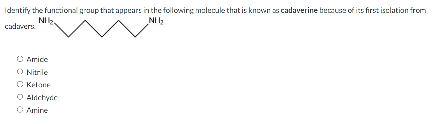 Solved Identify the functional group that appears in the | Chegg.com