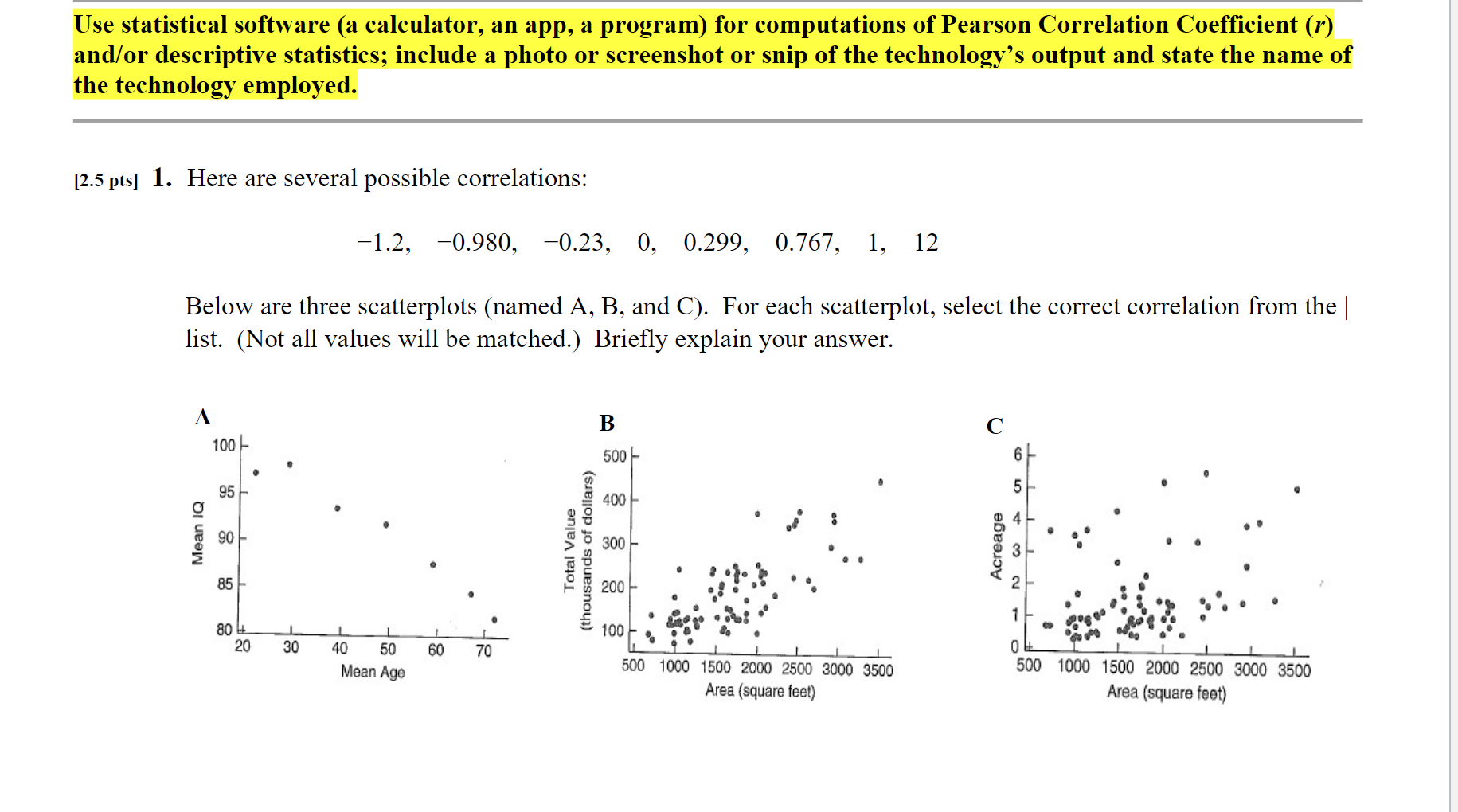 Solved Use statistical software (a calculator, an app, a | Chegg.com