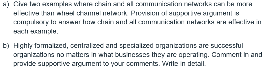 Solved a) Give two examples where chain and all | Chegg.com