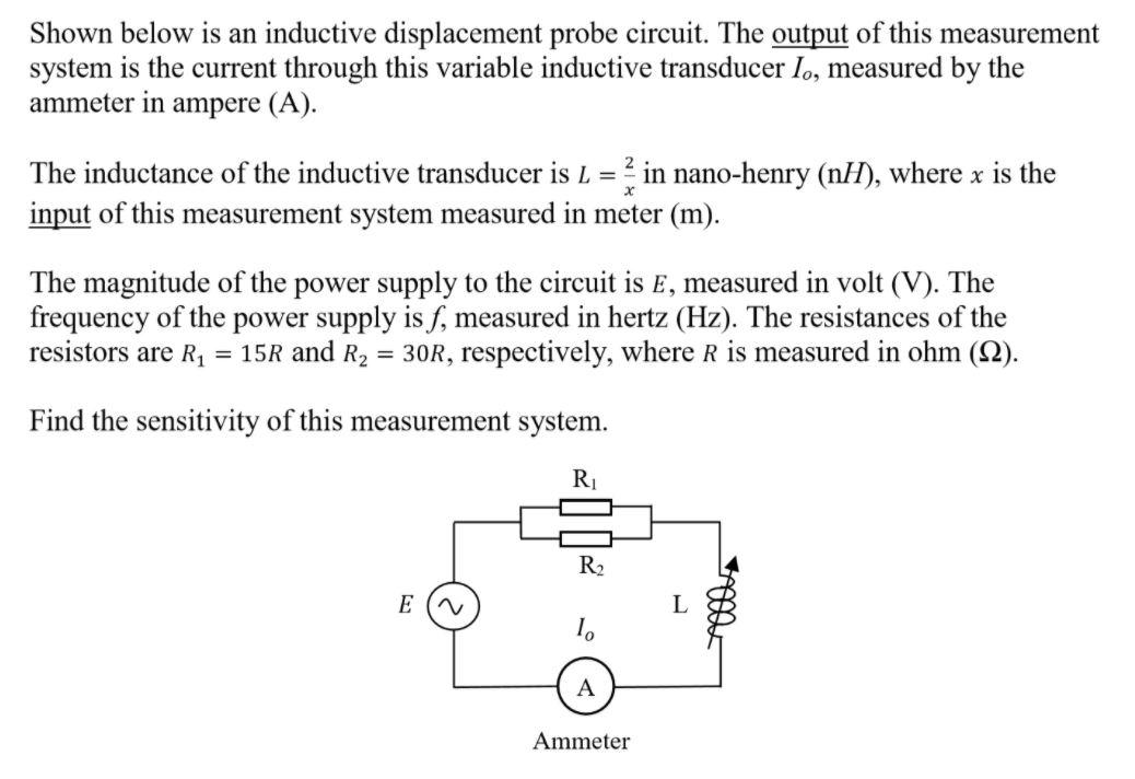 Solved Shown below is an inductive displacement probe | Chegg.com