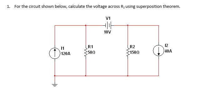 Solved For the circuit shown below, calculate the voltage | Chegg.com