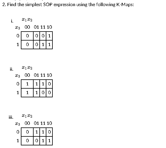 Solved 2. Find the simplest SOP expression using the | Chegg.com