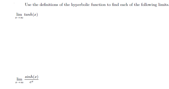 Solved Use the definitions of the hyperbolic function to | Chegg.com