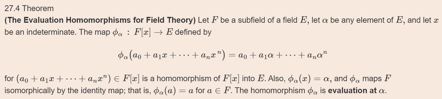 Solved (The Evaluation Homomorphisms for Field Theory) Let F | Chegg.com