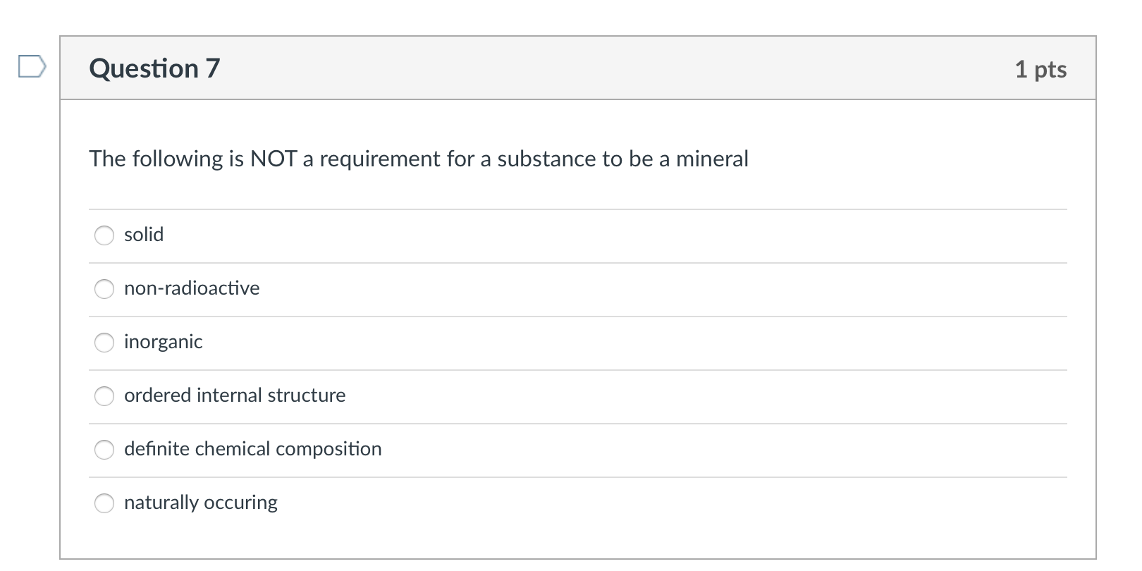Solved Question 7 1 pts The following is NOT a requirement | Chegg.com