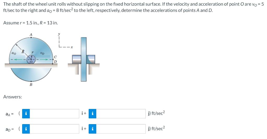 Solved The shaft of the wheel unit rolls without slipping on | Chegg.com