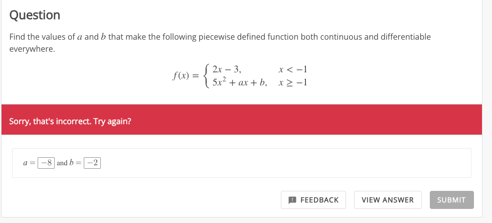 Solved Questionfind The Values Of A And B that Make The
