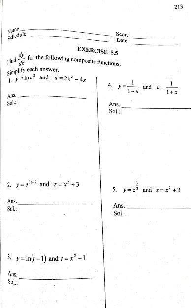 Solved 213 Name Schedule Score Date EXERCISE 5.5 for the | Chegg.com