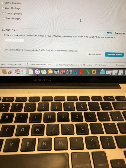 Solved In the iron ore known as hematite, the formula is | Chegg.com