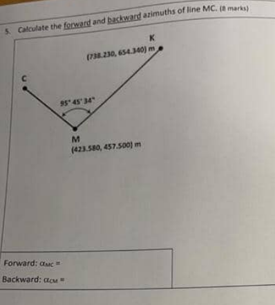 Solved - inctate the forward and backward atimuths of line | Chegg.com