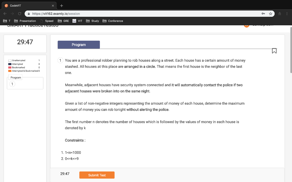 Solved e CodeVIT a https://vit162.examly.io/session T | Chegg.com