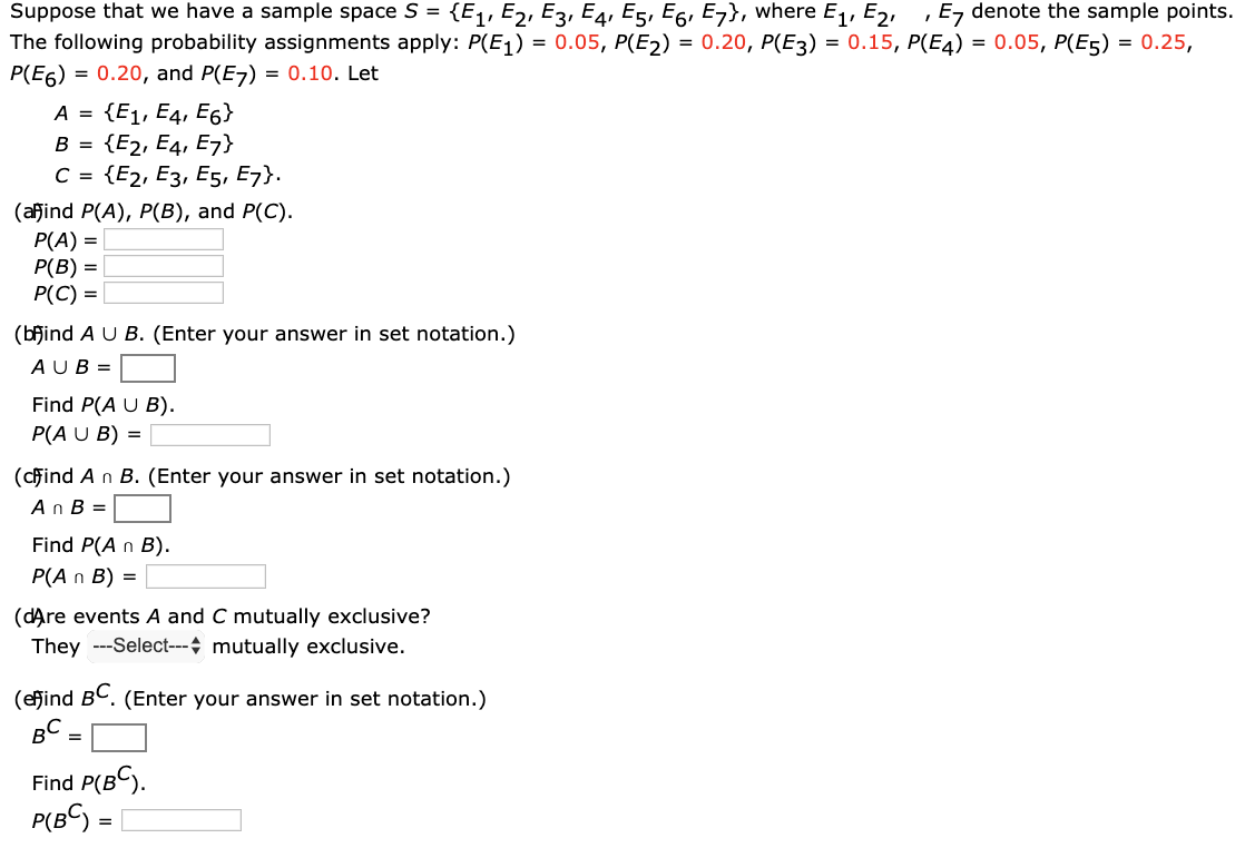 Solved Suppose That We Have A Sample Space S {e1 E2 E3