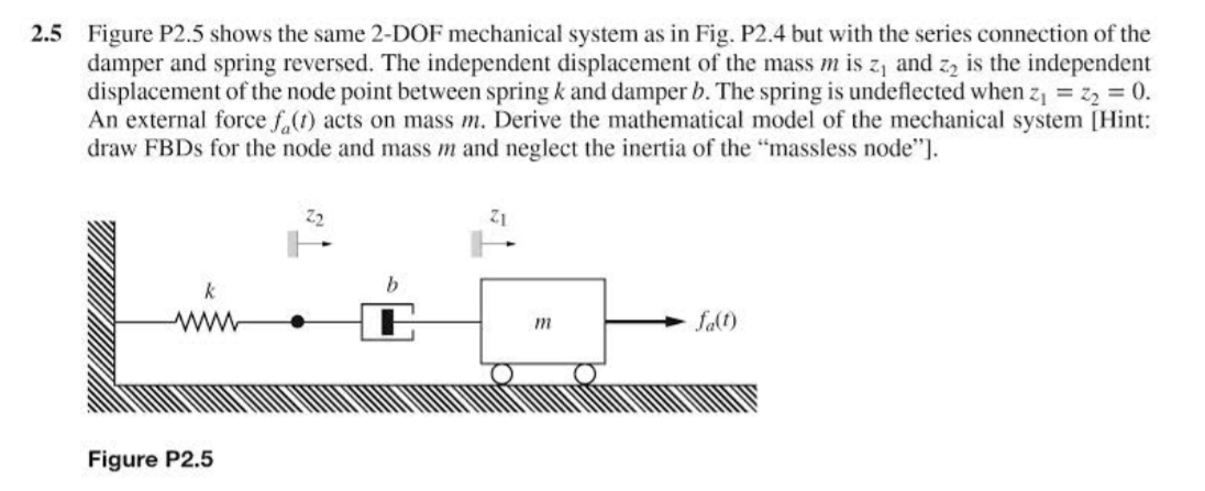 Solved 2.5 Figure P2.5 shows the same 2-DOF mechanical | Chegg.com