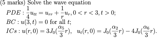 Solved 1 1 (5 marks) Solve the wave equation PDE: Utt = Urr | Chegg.com