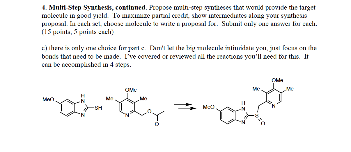 Solved 4. Multi-Step Synthesis, continued. Propose | Chegg.com