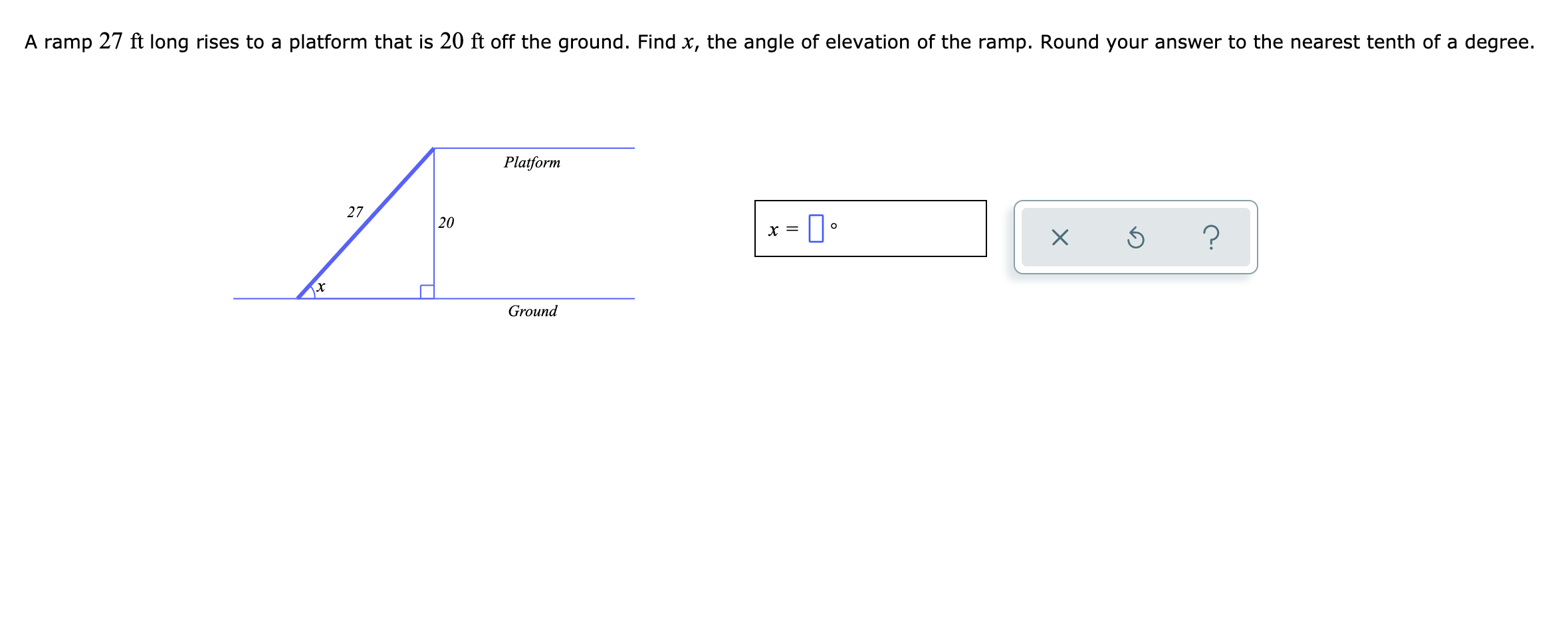 Solved A ramp long rises to a platform that is off the | Chegg.com