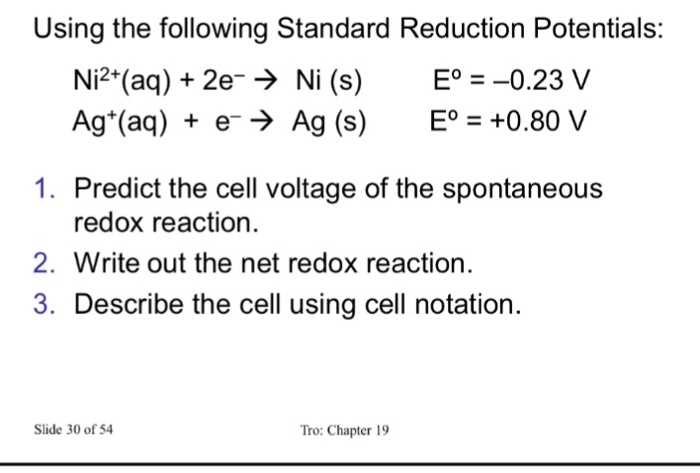 Solved Using the following Standard Reduction Potentials: | Chegg.com