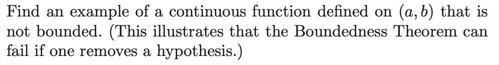 Solved Find an example of a continuous function defined on | Chegg.com