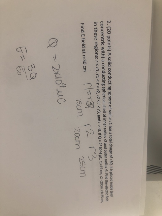 Solved 2. (20 points) A solid conducting sphere of radius r1 | Chegg.com