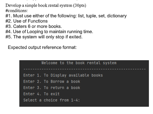 Solved Develop a simple book rental system (30pts) | Chegg.com