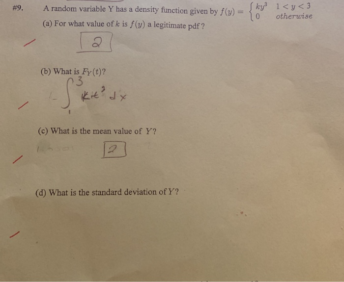 Solved A random variable Y has a density function given by | Chegg.com