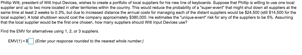 Solved EMV(2)=$ (enter your response to the nearest whole | Chegg.com