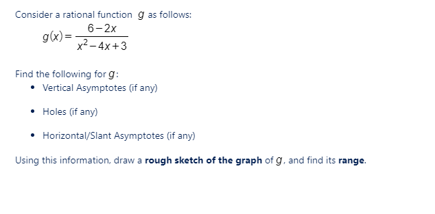 Solved Consider a rational function g as follows: | Chegg.com