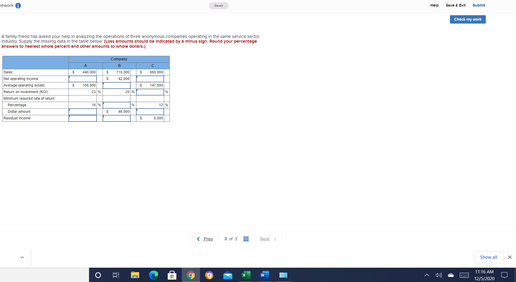 Solved mework i Saved Help Save & Exit Submit Check my work | Chegg.com