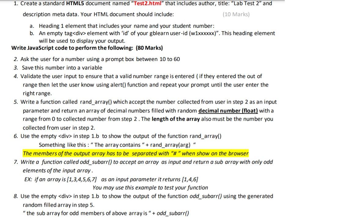 Solved 1. Create a standard HTML5 document named | Chegg.com