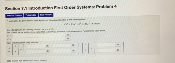 Solved Section 7 1 Introduction First Order Systems Problem