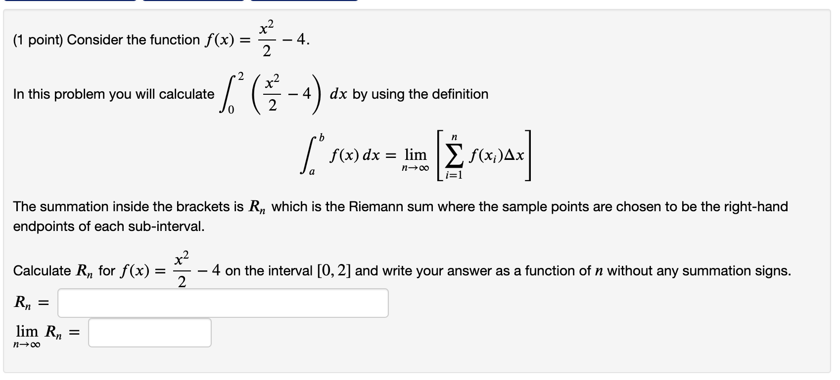 Solved Consider the function 𝑓(𝑥)=𝑥22−4. In this problem | Chegg.com