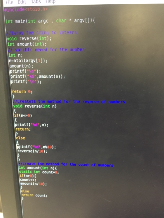 Find Edit Tabs Help #include int main (int argc, | Chegg.com