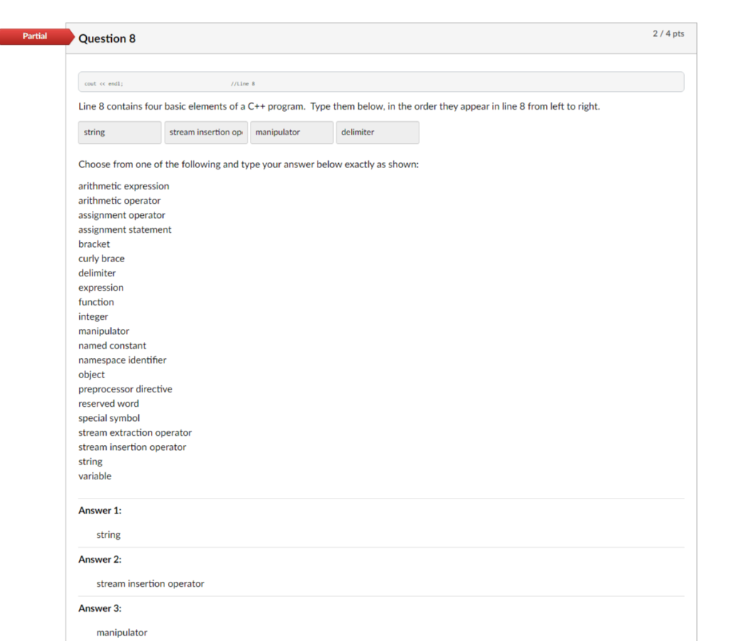 Solved \begin{tabular}{l} Partial Question 8 \\ \hline | Chegg.com