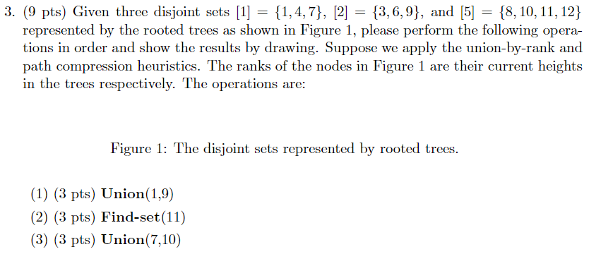 Solved 3. (9pts ) Given three disjoint sets | Chegg.com
