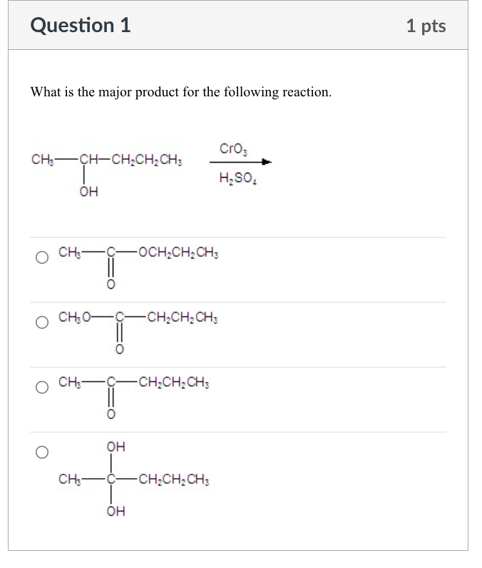 Solved What Is The Major Product For The Following Reaction