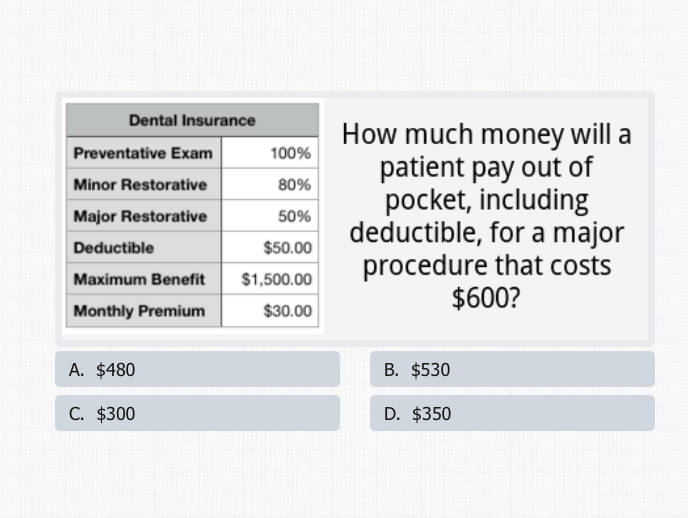 Solved Dental Insurance Preventative Exam 100% Minor | Chegg.com