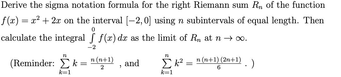 Solved Derive the sigma notation formula for the right | Chegg.com
