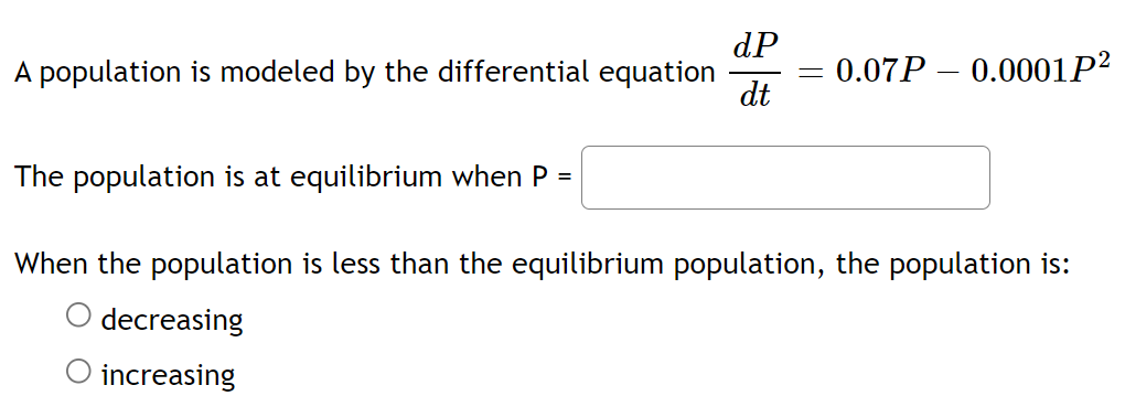 Solved A population is modeled by the differential equation | Chegg.com