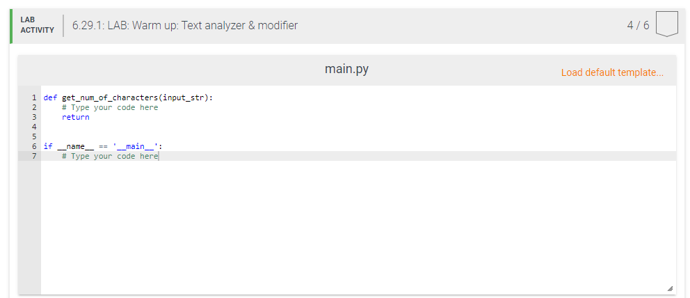Solved: 6.29 LAB: Warm Up: Text Analyzer & Modifier (1) Pr... | Chegg.com