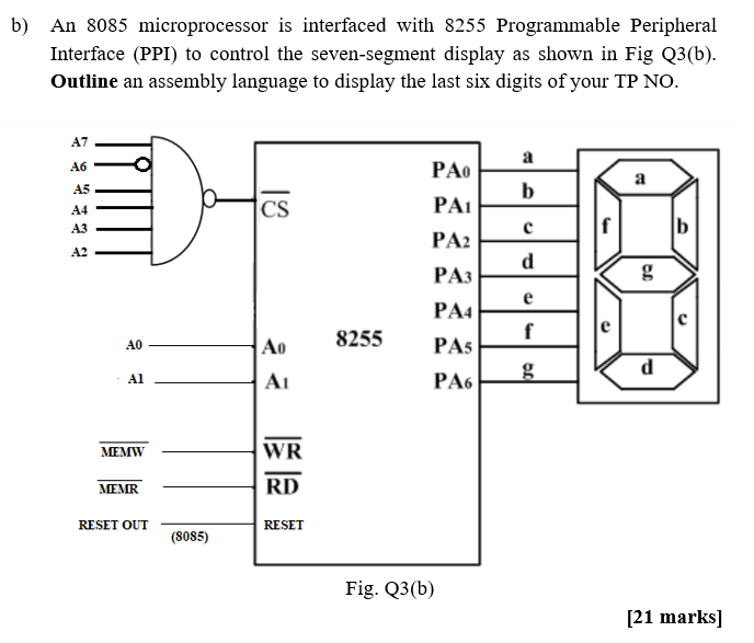 Solved b) An 8085 microprocessor is interfaced with 8255 | Chegg.com