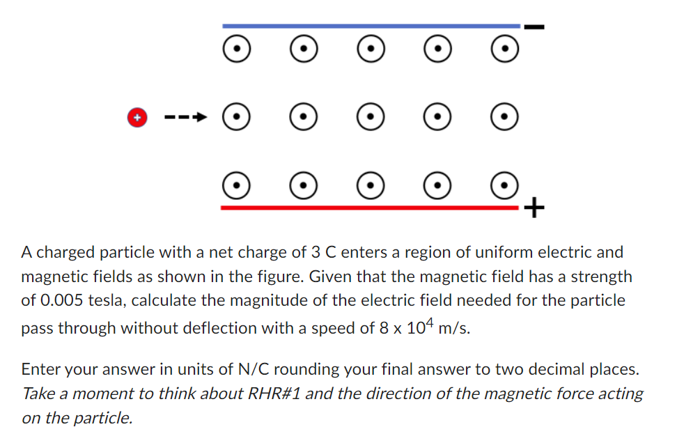 Solved A charged particle with a net charge of 3C enters a | Chegg.com